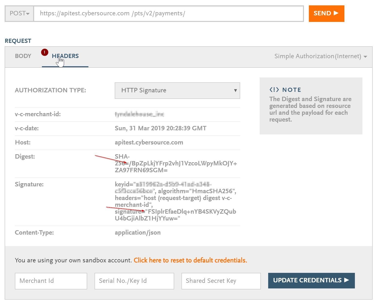 C# Code For CyberSource REST APIs